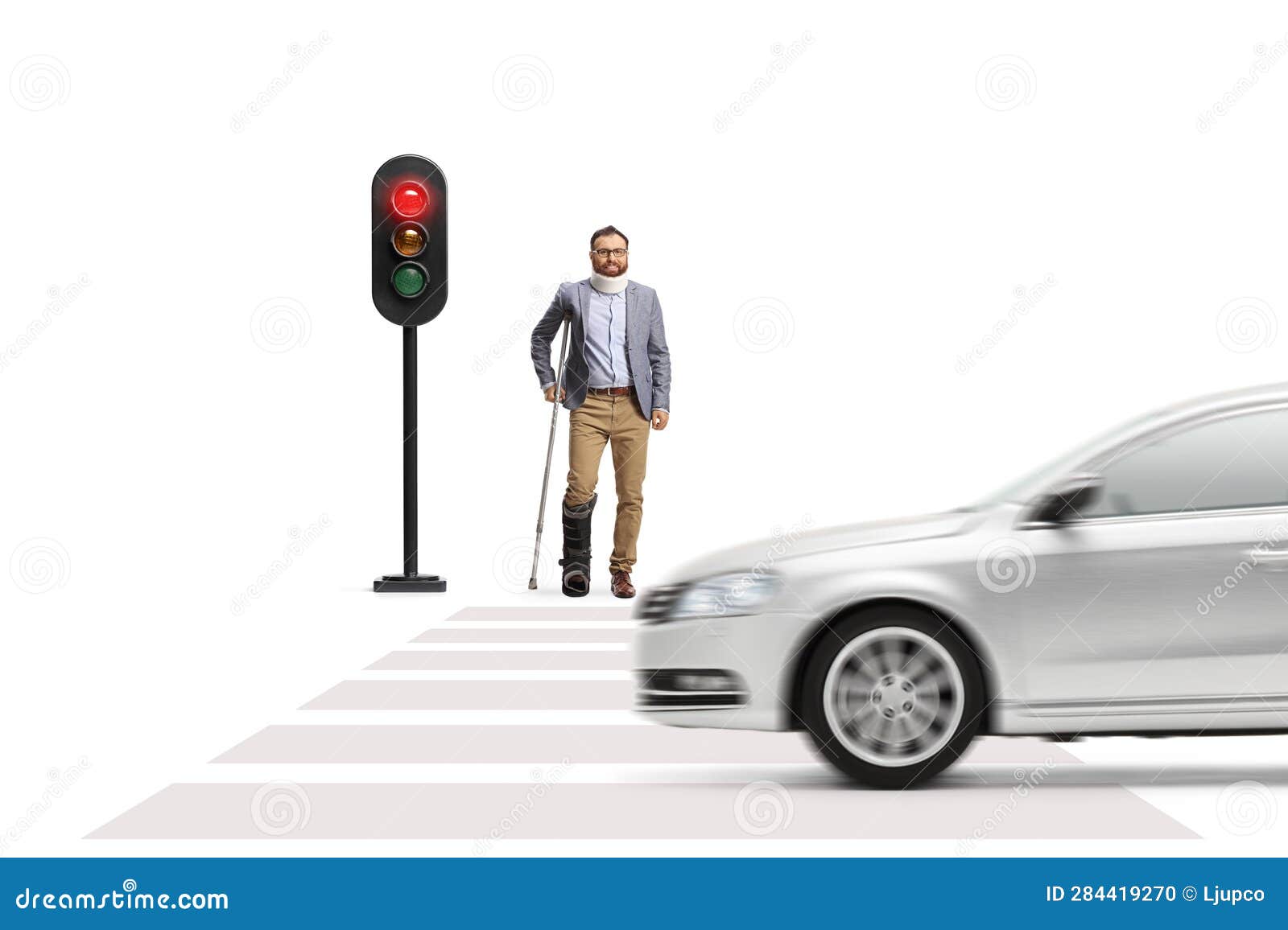Man with a Broken Leg Waiting at Traffic Lights Stock Photo - Image of ...