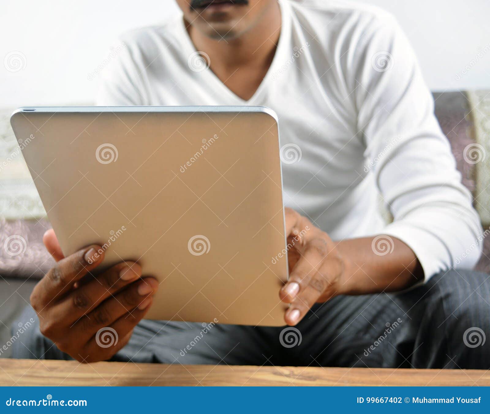 Man Browsing Digital Tablet Computer Stock Photo - Image of handsome ...