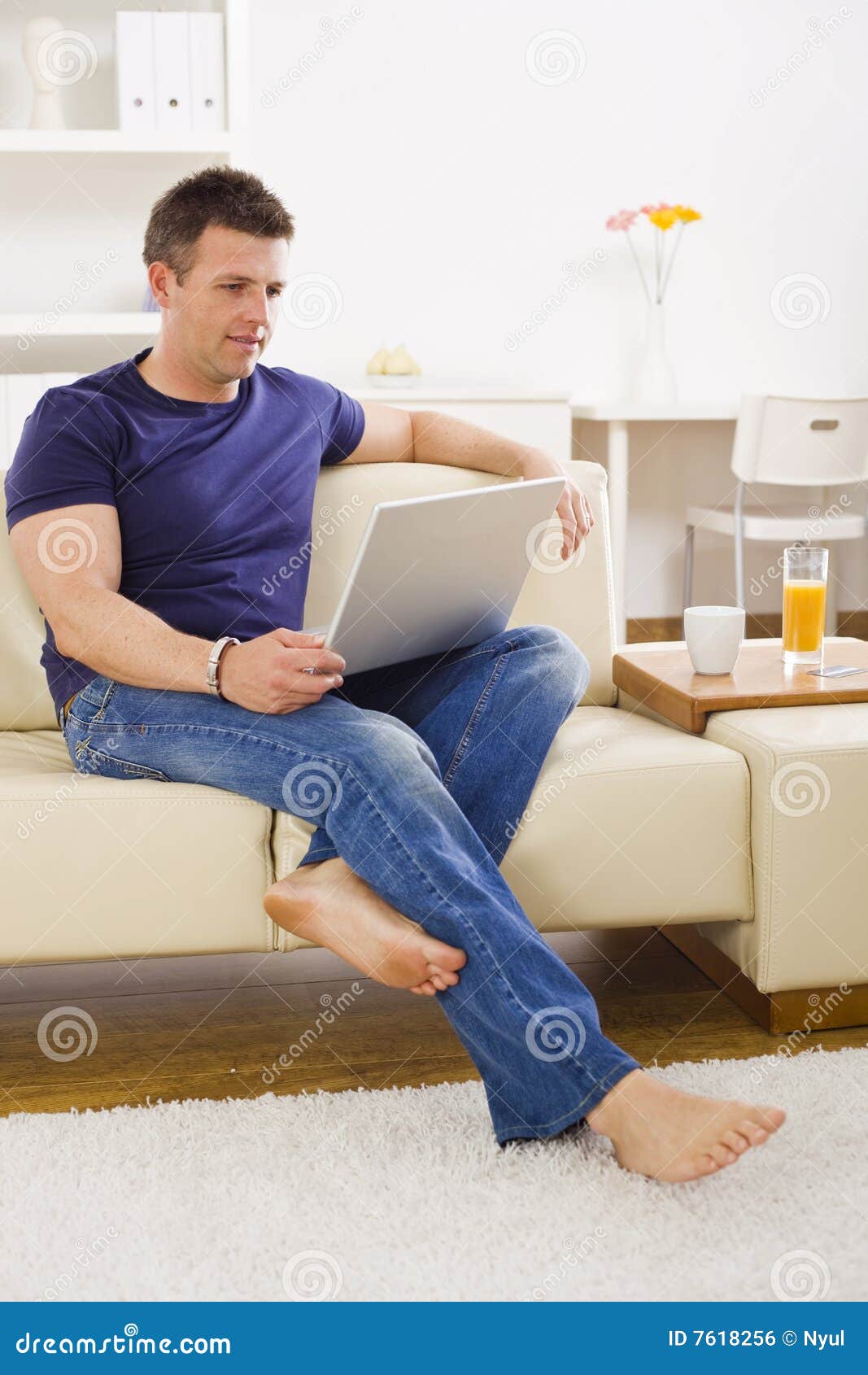 Man browsing internet stock photo. Image of indoors, cheerful - 7618256