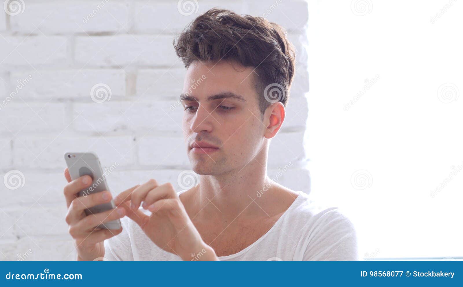 Man Browsing Online on Smart Phone Stock Image - Image of communication ...