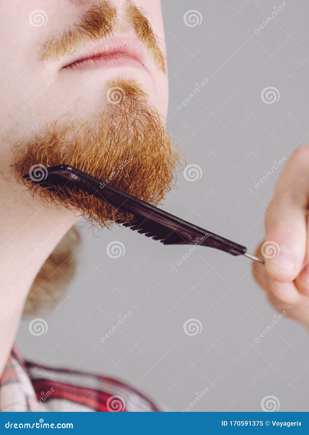 Man Brushing His Beard Using Comb Stock Image - Image of hair, care ...