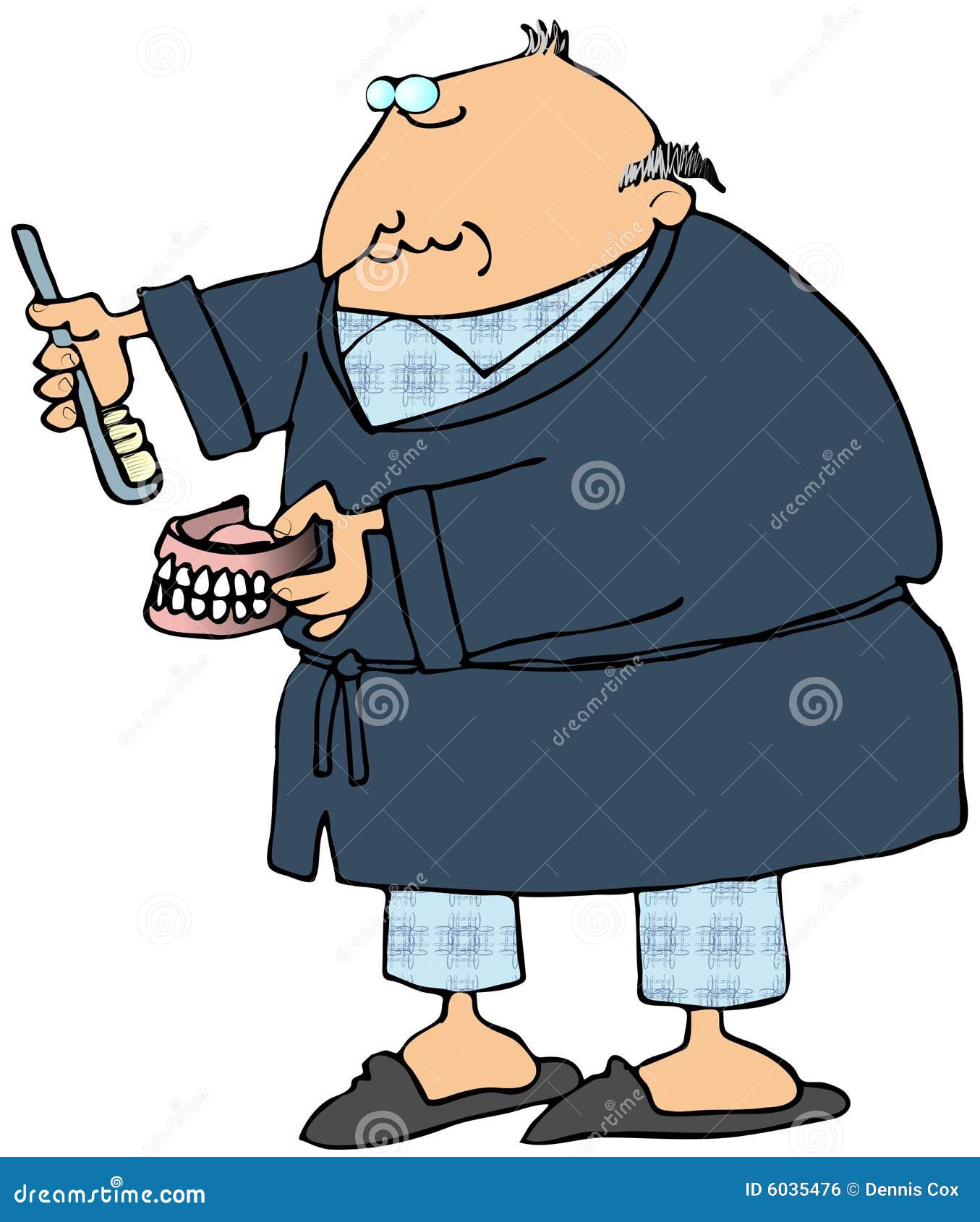 Man Brushing His False Teeth Stock Illustration | CartoonDealer.com ...