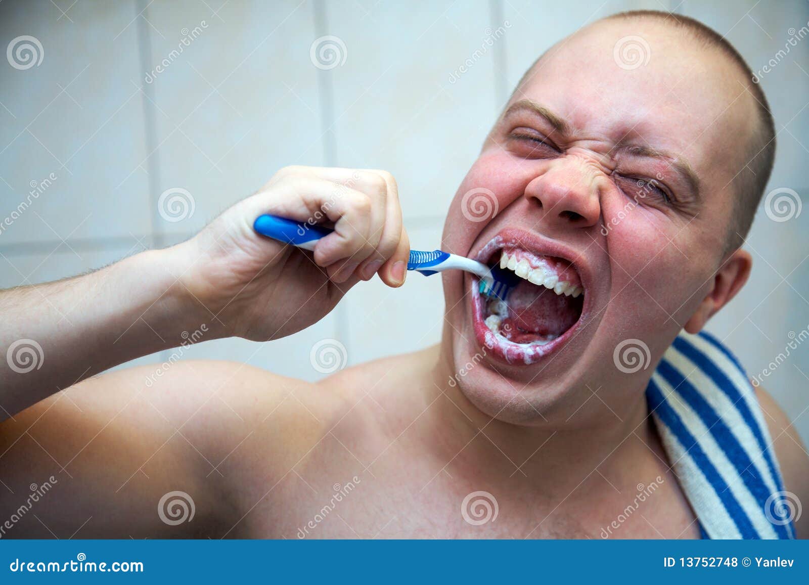Man brushing his teeth stock photo. Image of diligently - 13752748