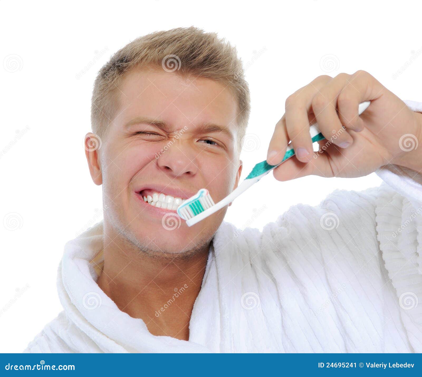 Man brushing his teeth stock image. Image of clean, beautiful - 24695241