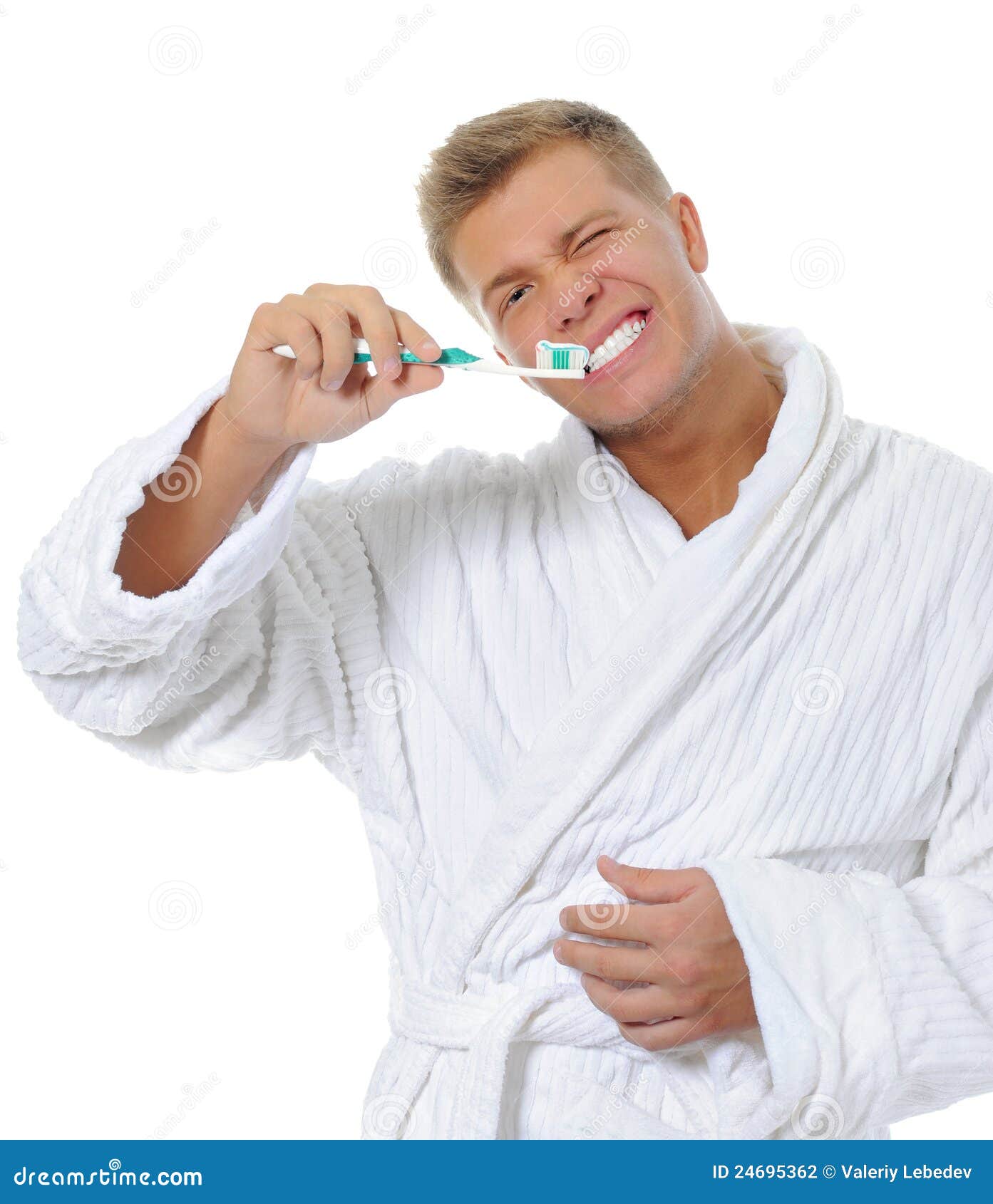 Man brushing his teeth stock photo. Image of home, adult - 24695362