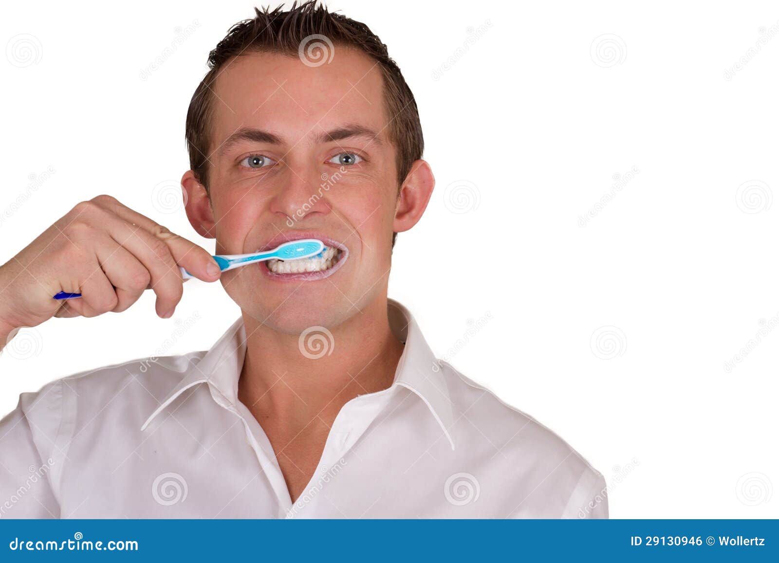 Man brushing his teeth stock photo. Image of confidence - 29130946