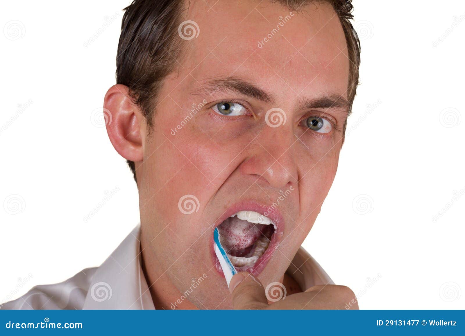 Man brushing his teeth stock image. Image of grooming - 29131477