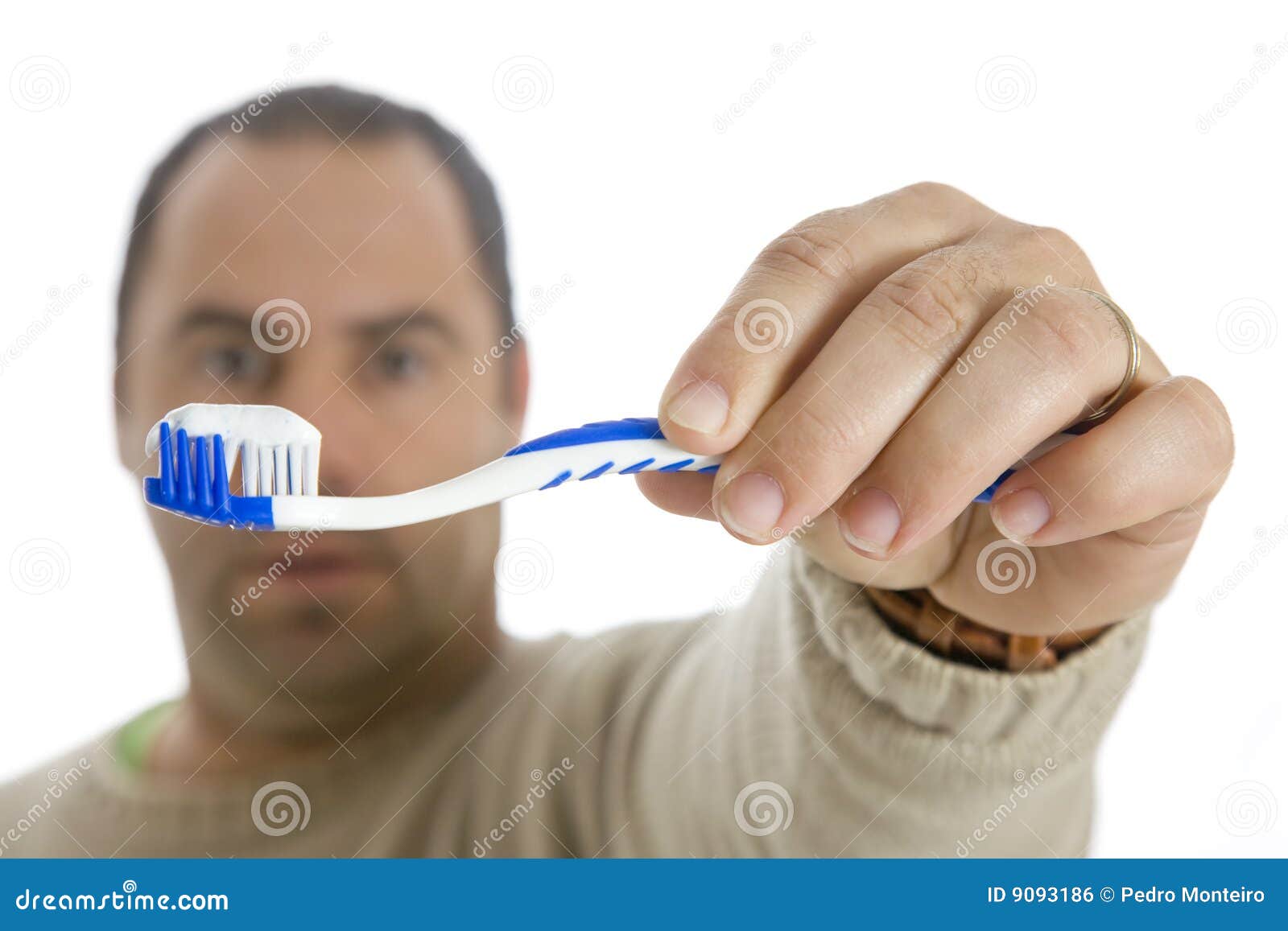 Man brushing his teeth stock photo. Image of caucasian - 9093186