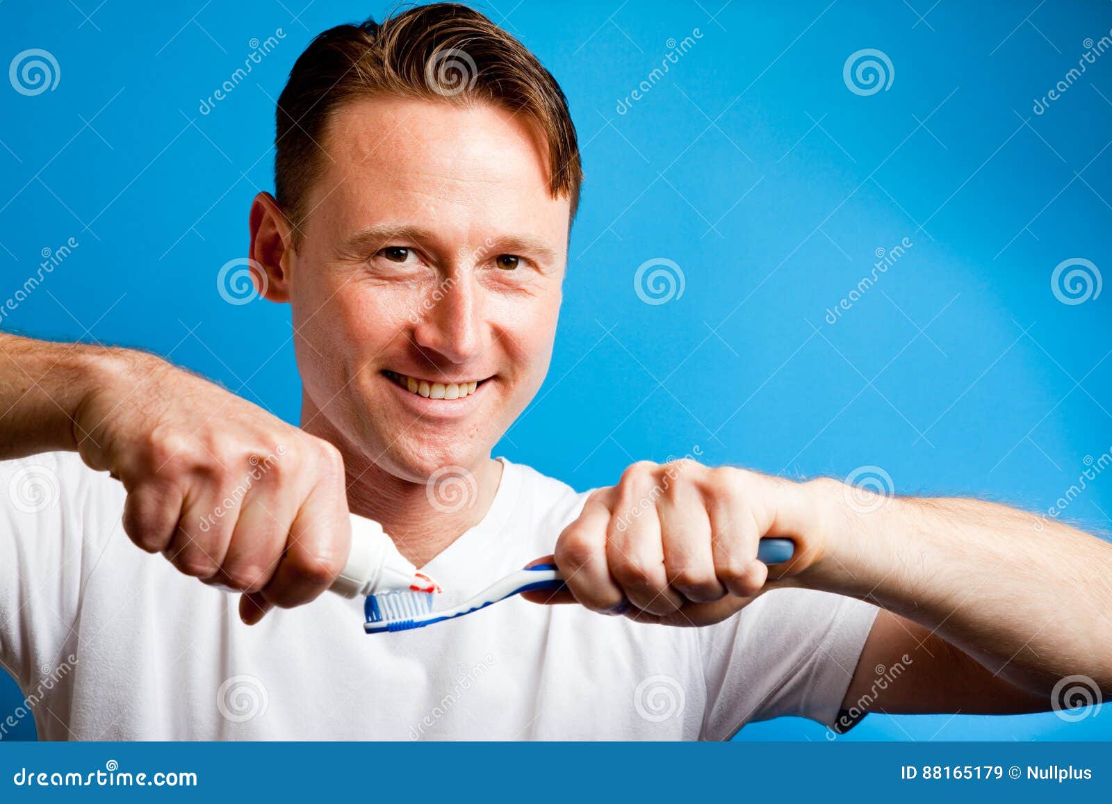 Man Brushing His Teeth stock image. Image of toothbrush - 88165179