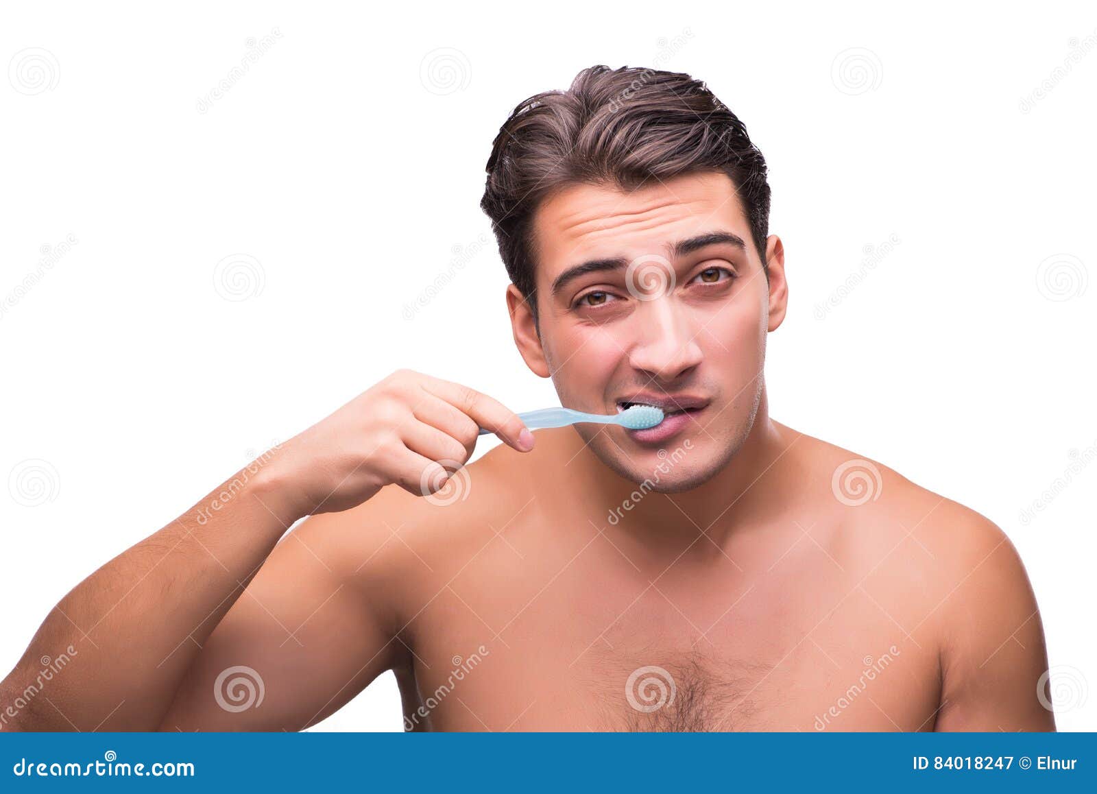 The Man Brushing His Teeth Isolated on White Stock Image - Image of ...