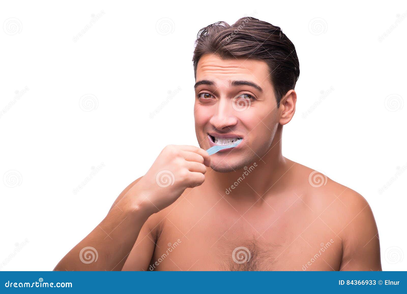 The Man Brushing His Teeth Isolated on White Stock Image - Image of ...
