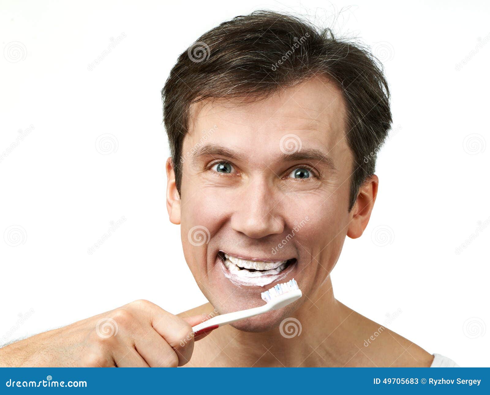 Man brushing his teeth stock image. Image of paste, clean - 49705683
