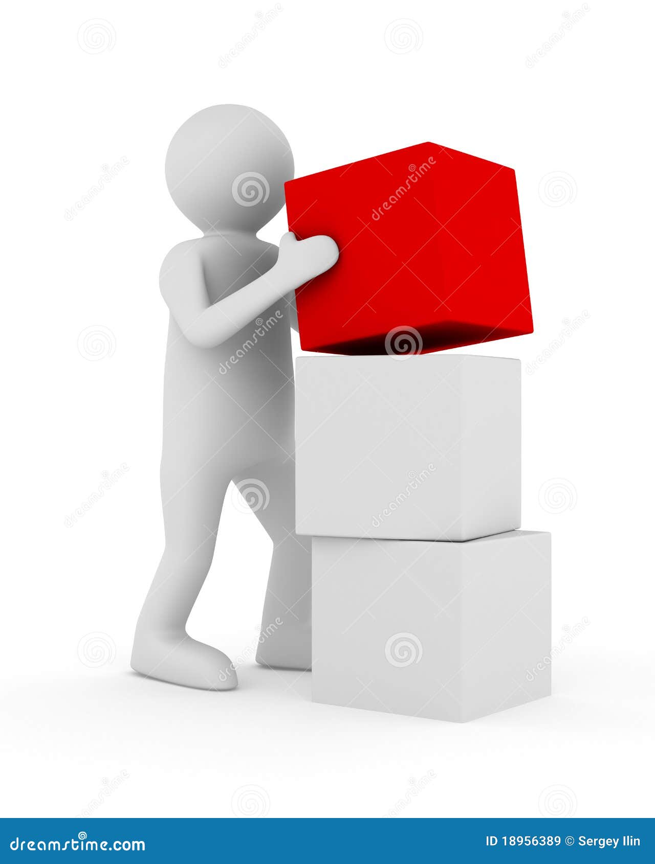 Man Build Boxes on White. Isolated 3D Stock Illustration - Illustration ...