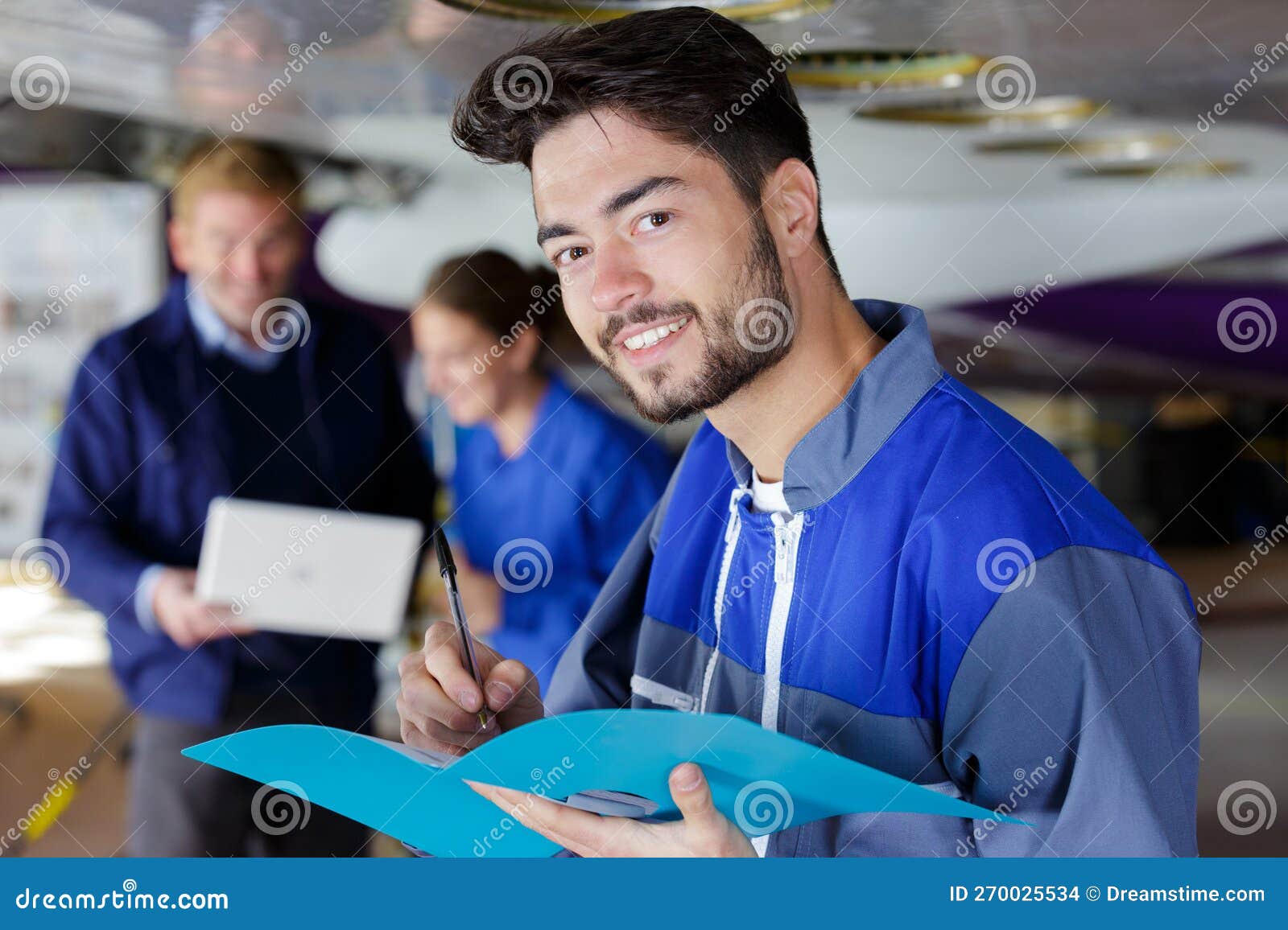 Man Builder in Building Helmet Writing on Clipboard Stock Photo - Image ...
