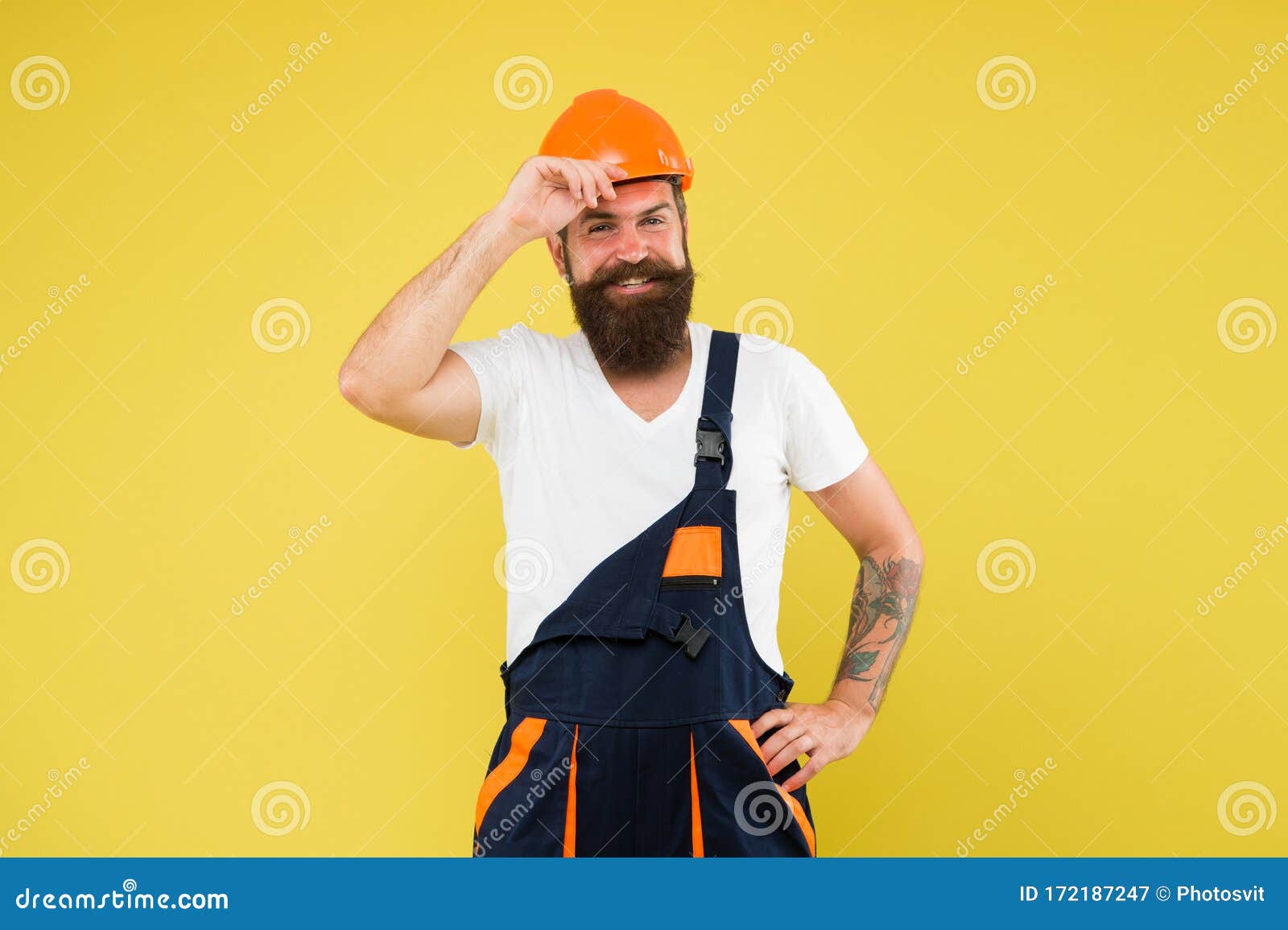 Man Builder Hard Hat. Creativity and Practice. Improvement and ...