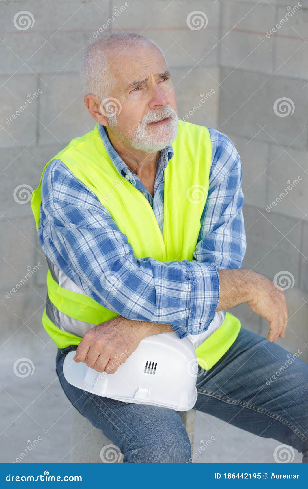 Man builder in helmet stock image. Image of worker, foreman - 186442195