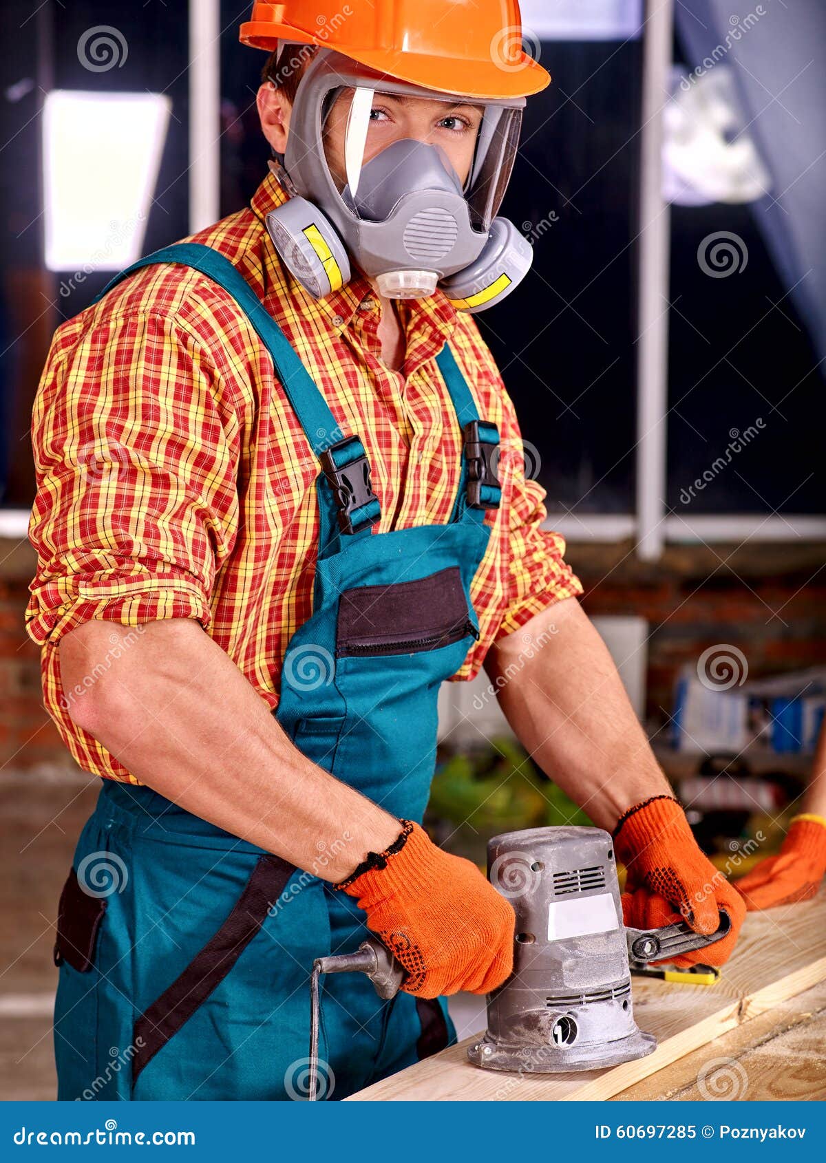 Man in builder helmet stock image. Image of construction - 60697285