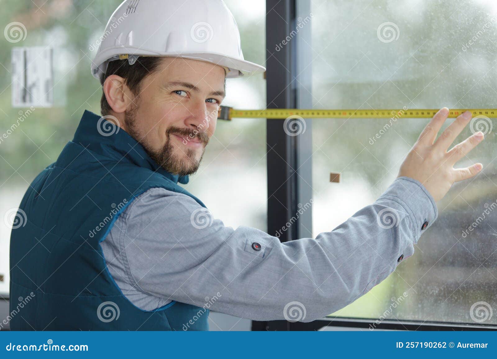Man Builder Measuring Window Stock Photo - Image of measure, light ...