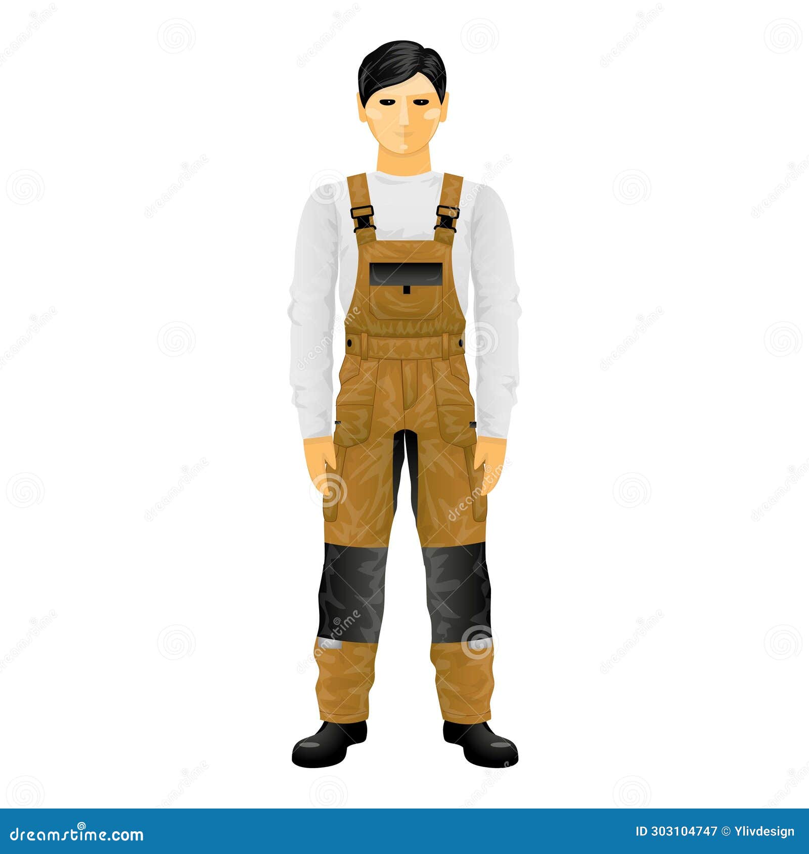 Man Builder Overalls Icon Cartoon Vector. Construction Worker Stock ...