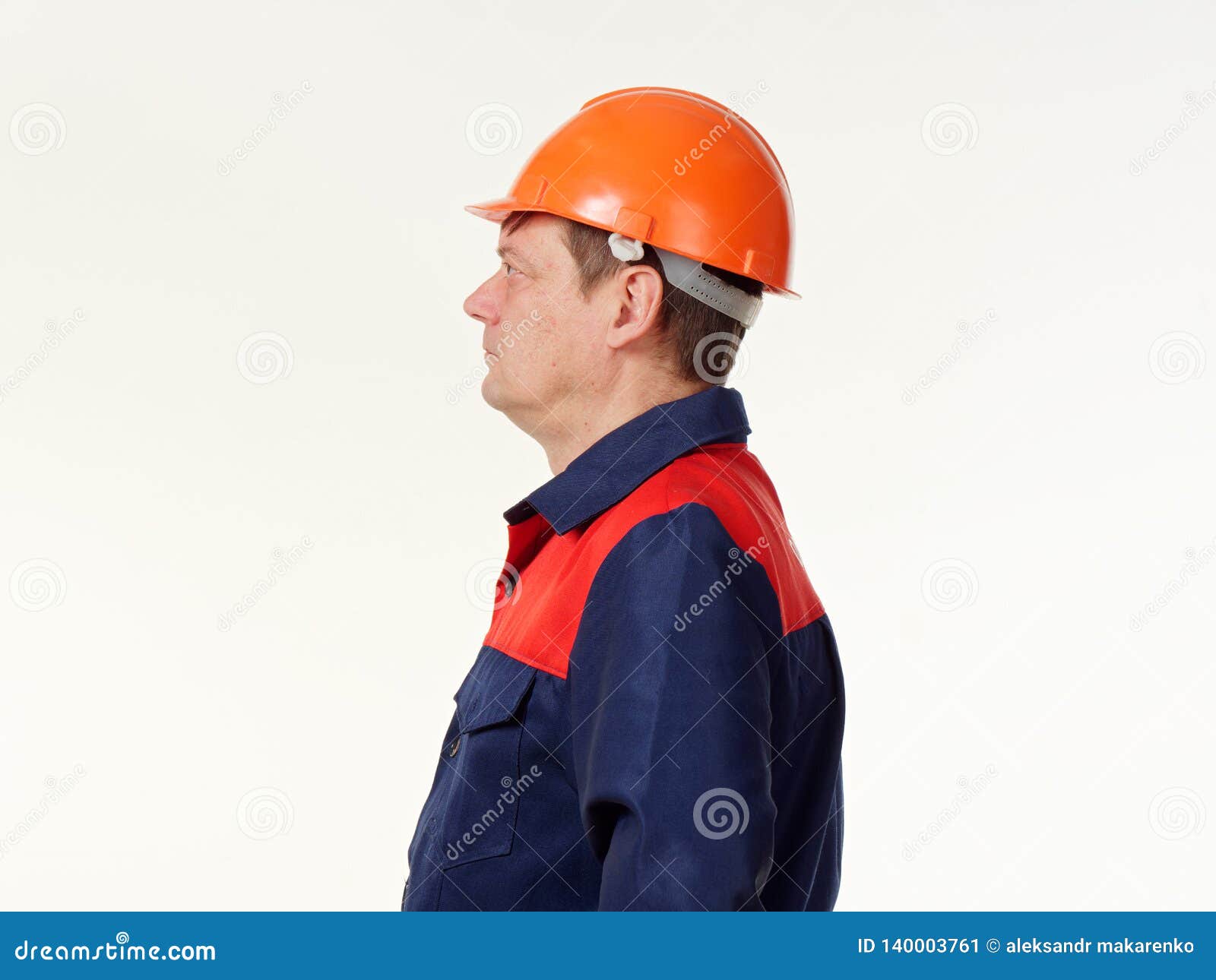 Man in Builder Overalls on White Background Stock Image - Image of ...