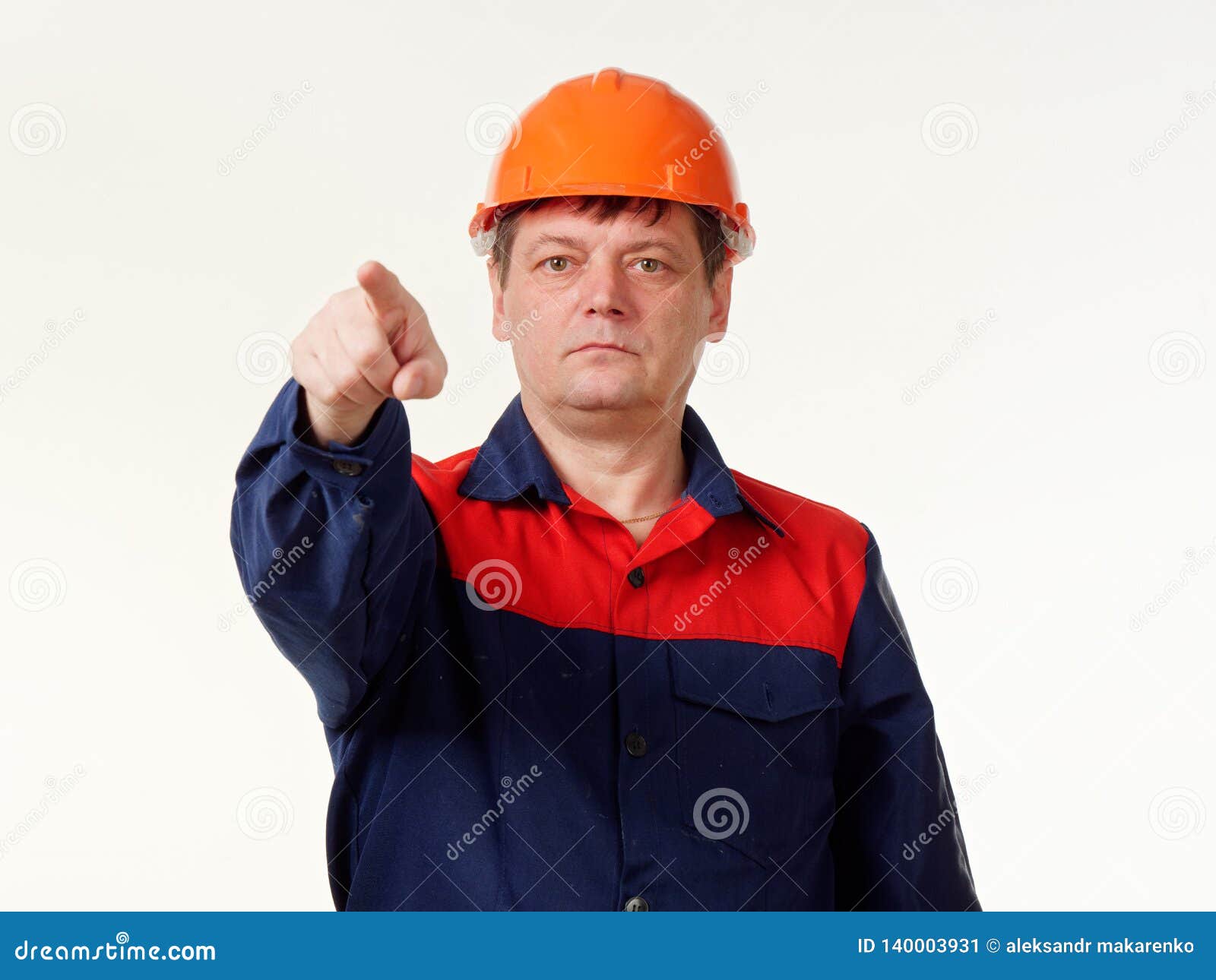 Man in Builder Overalls on White Background Stock Image - Image of ...