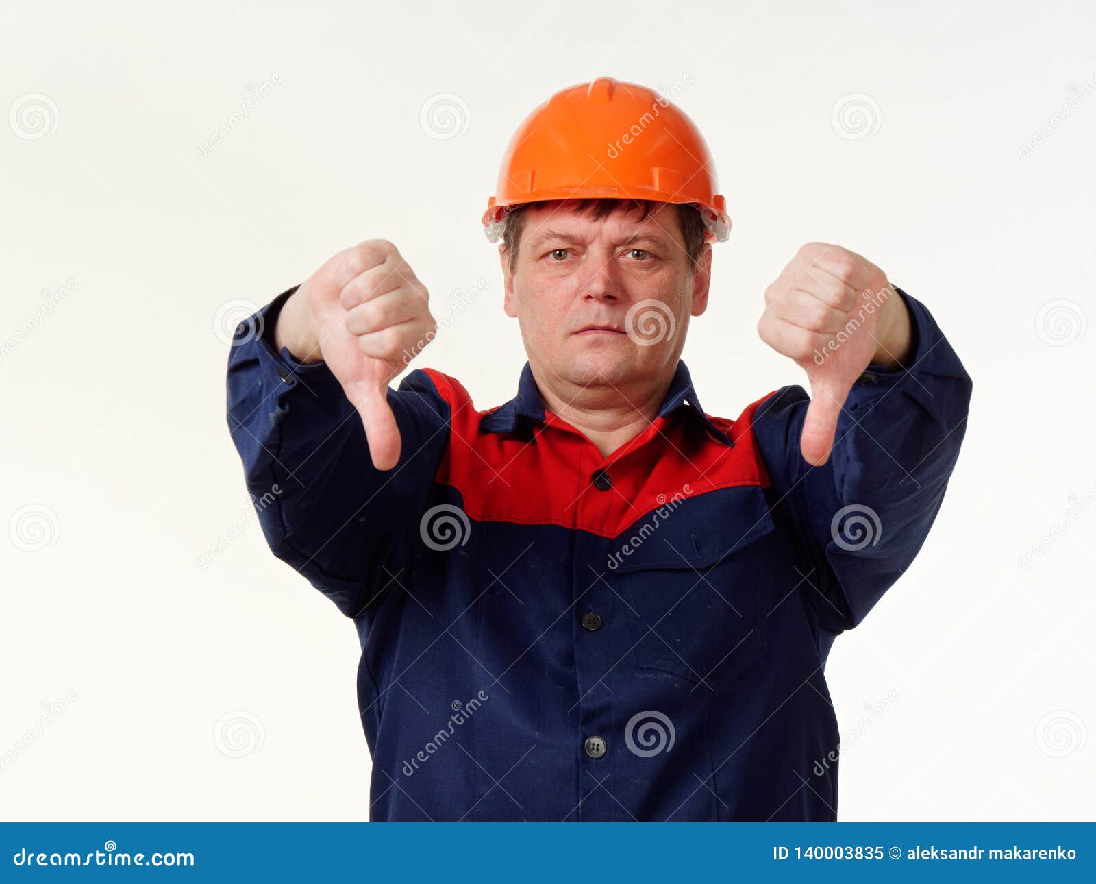 Man in Builder Overalls on White Background Stock Image - Image of ...