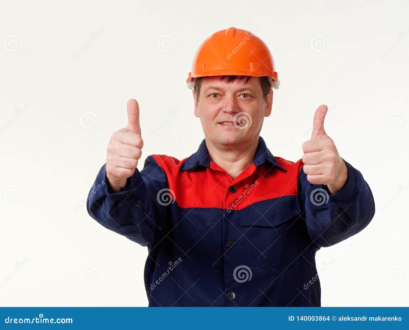 Man in Builder Overalls on White Background Stock Photo - Image of ...