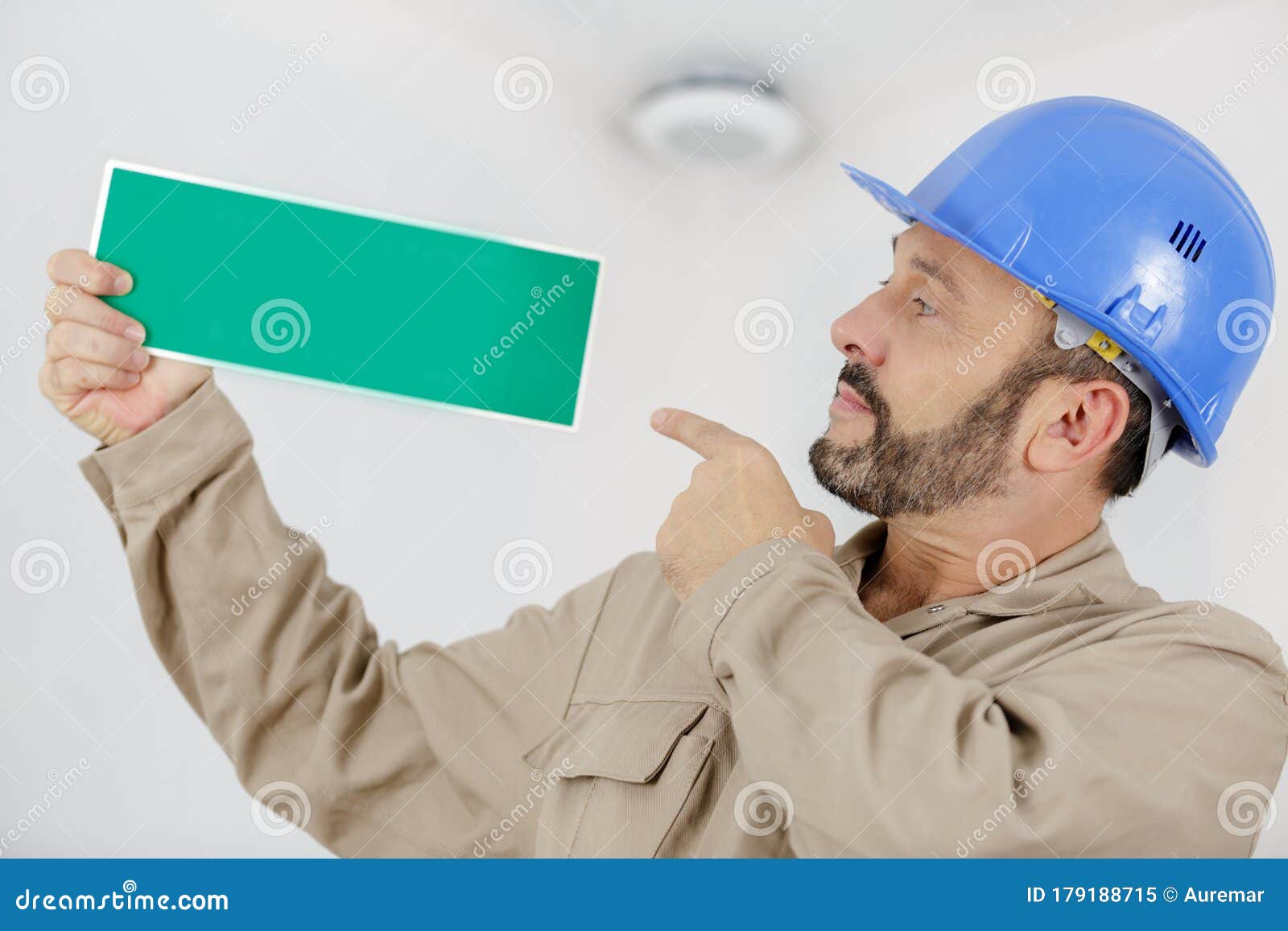 Man Builder Shows Something Stock Image - Image of camera, builder ...