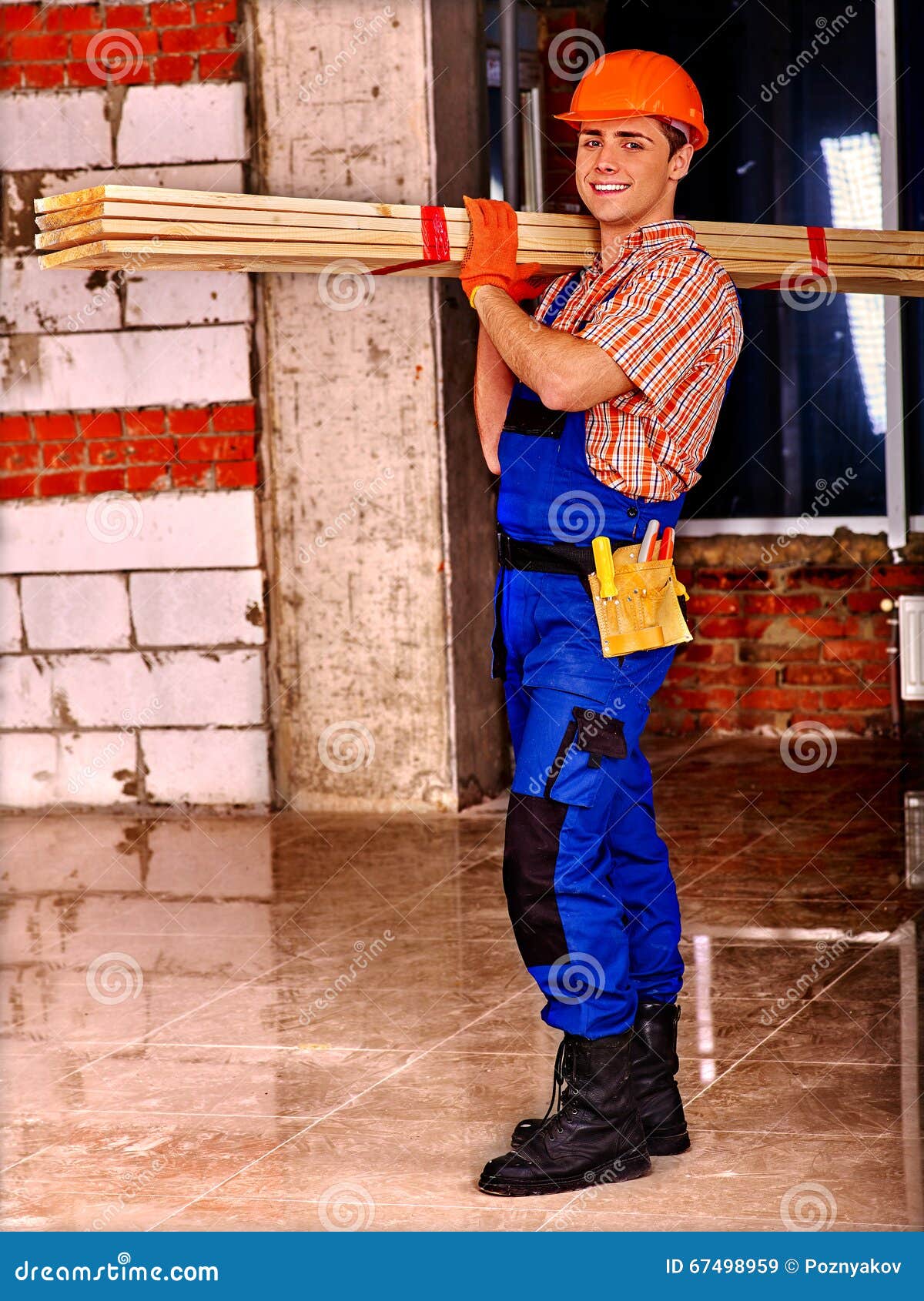 Man in builder uniform. stock image. Image of occupation - 67498959