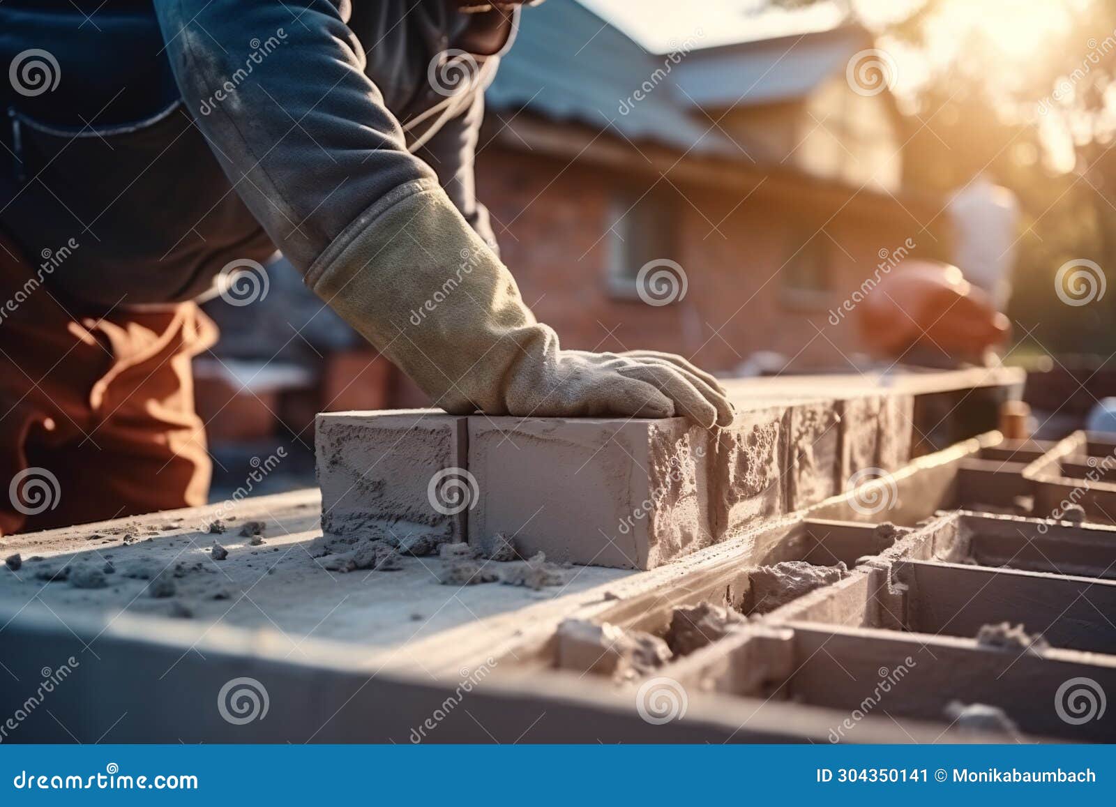 Man building brick wall stock illustration. Illustration of work ...