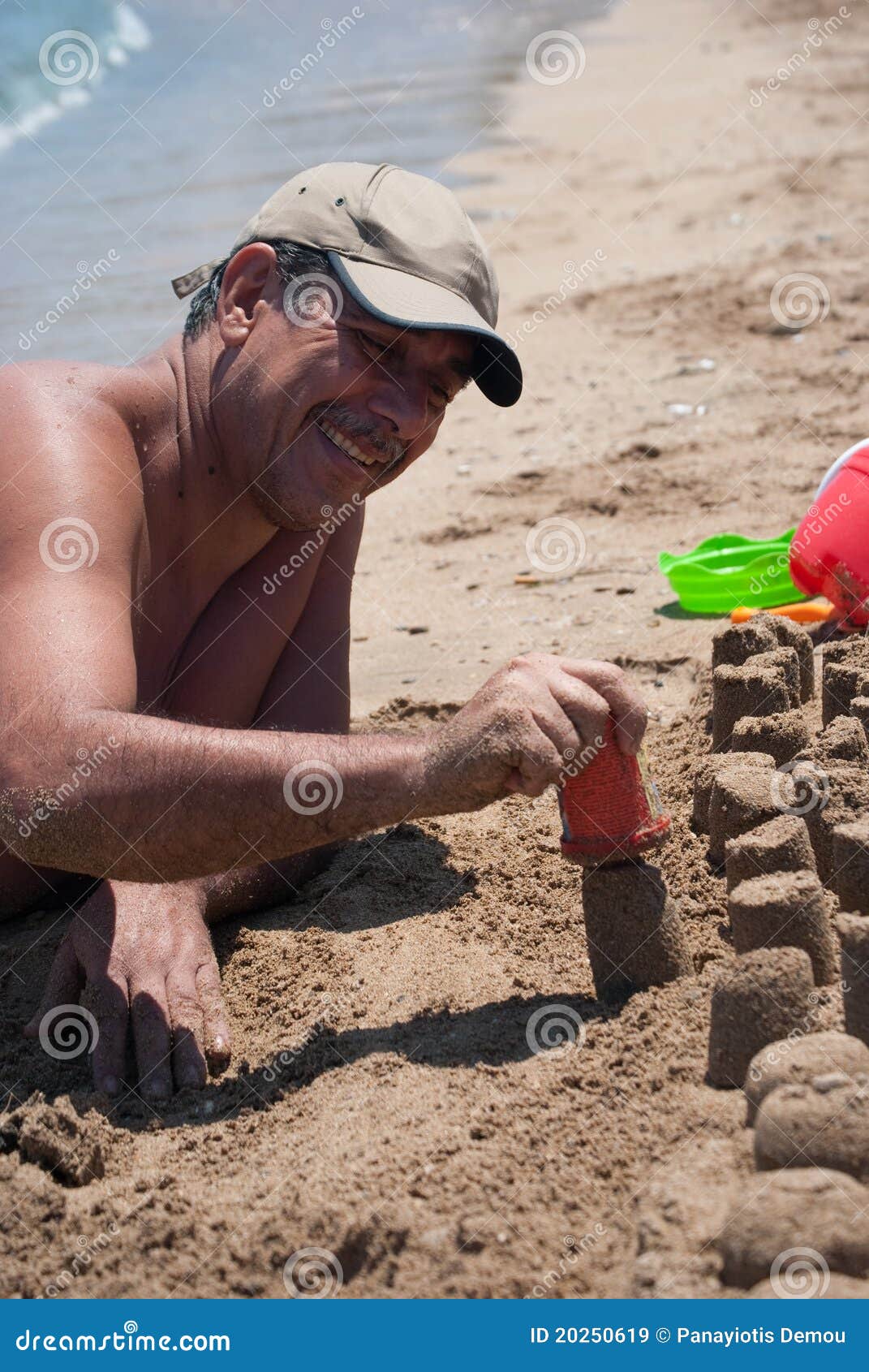 Man Building Castles on the Sand Stock Image - Image of happy, build ...