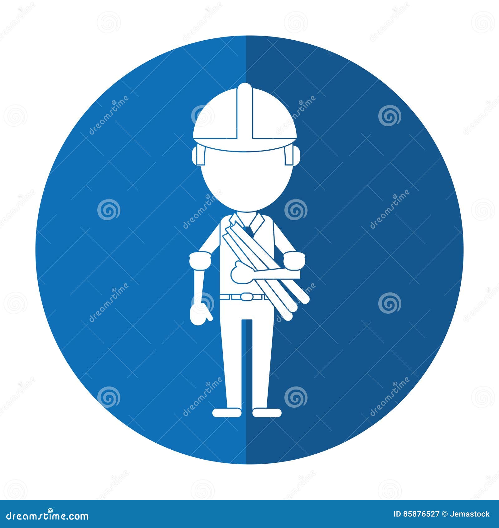 Man Building Construction Plans Helmet Shadow Stock Vector ...