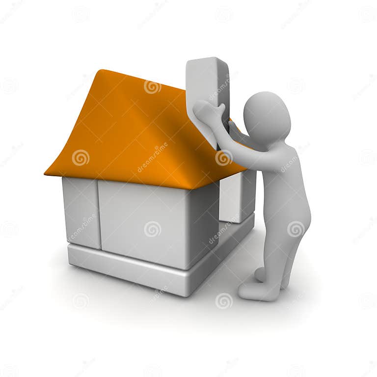 Man building house stock illustration. Illustration of house - 14881790