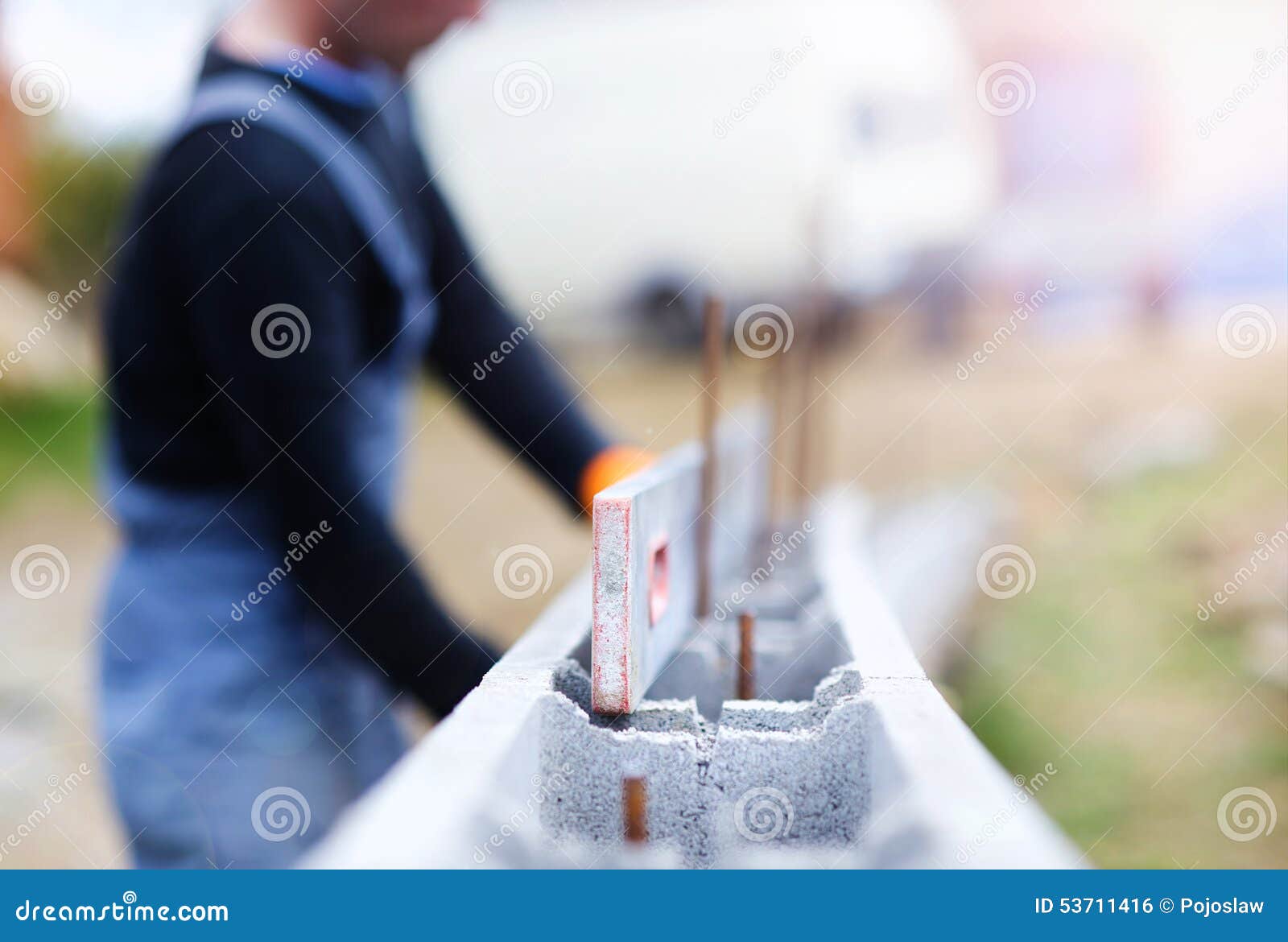 Man building a house stock photo. Image of trowel, skill - 53711416