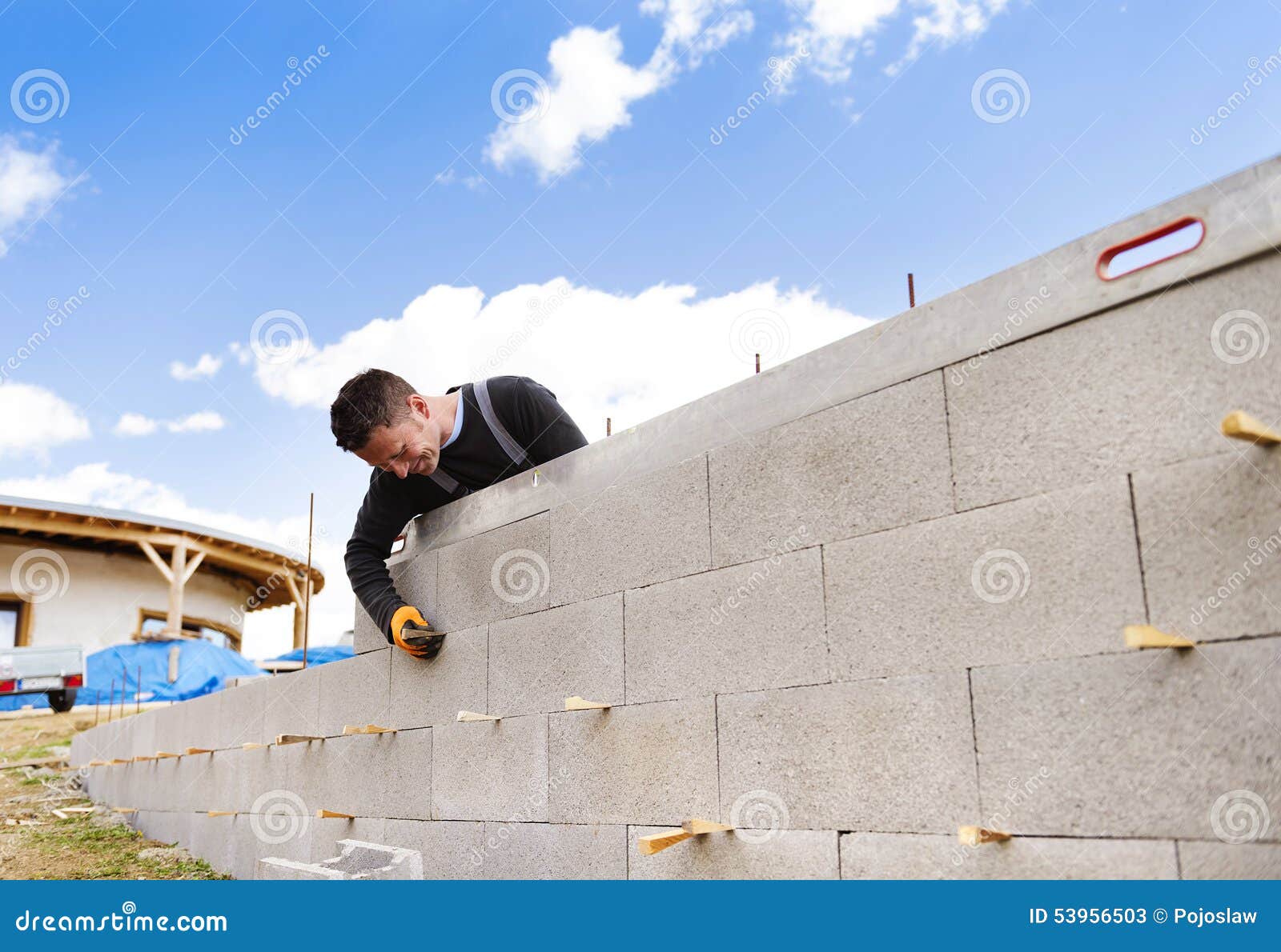 Man building a house stock image. Image of house, bricklayer - 53956503