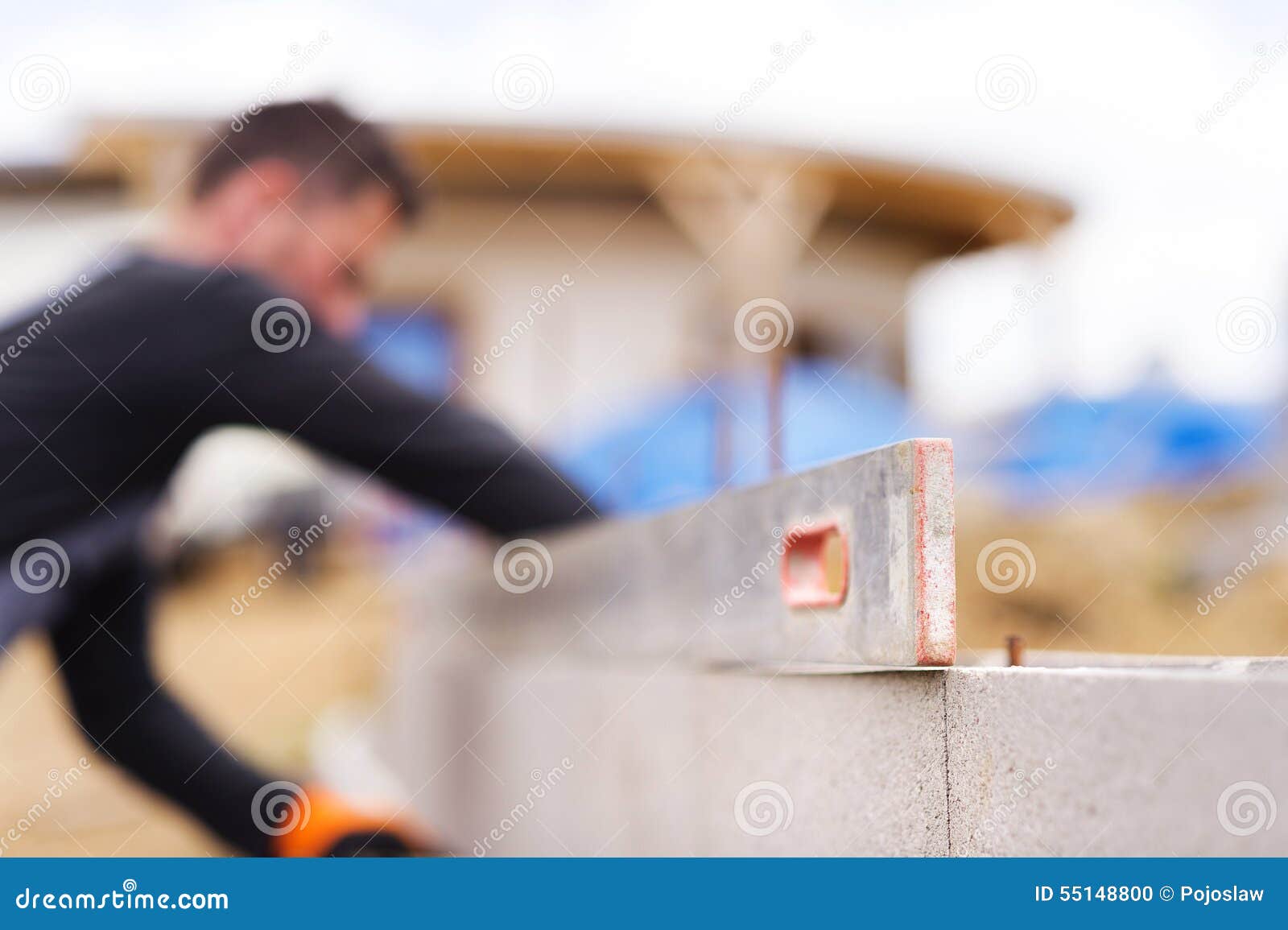 Man building a house stock photo. Image of mason, block - 55148800