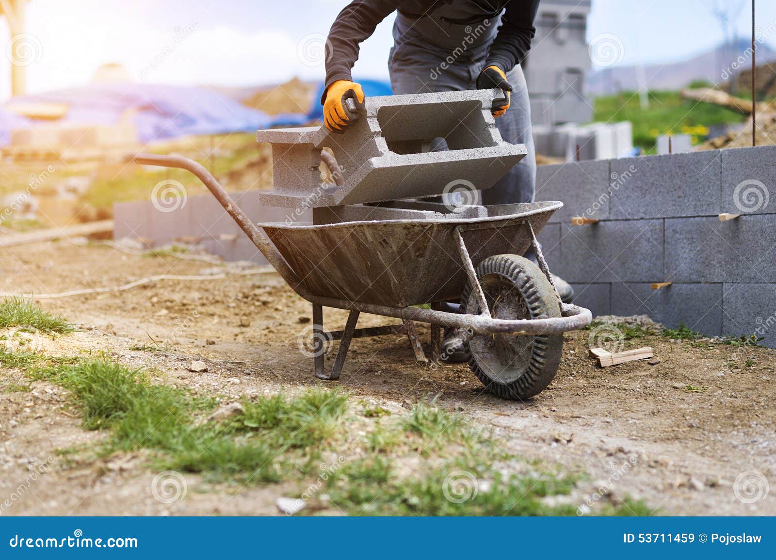 Man building a house stock image. Image of hands, bricklayer - 53711459