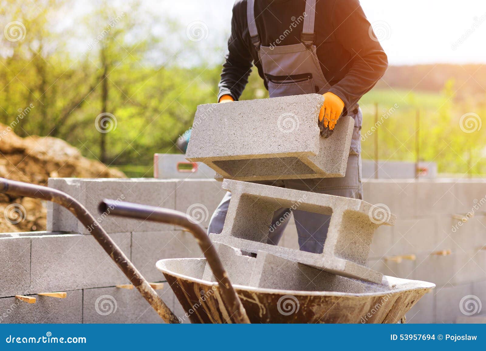 Man building a house stock photo. Image of concrete, manual - 53957694