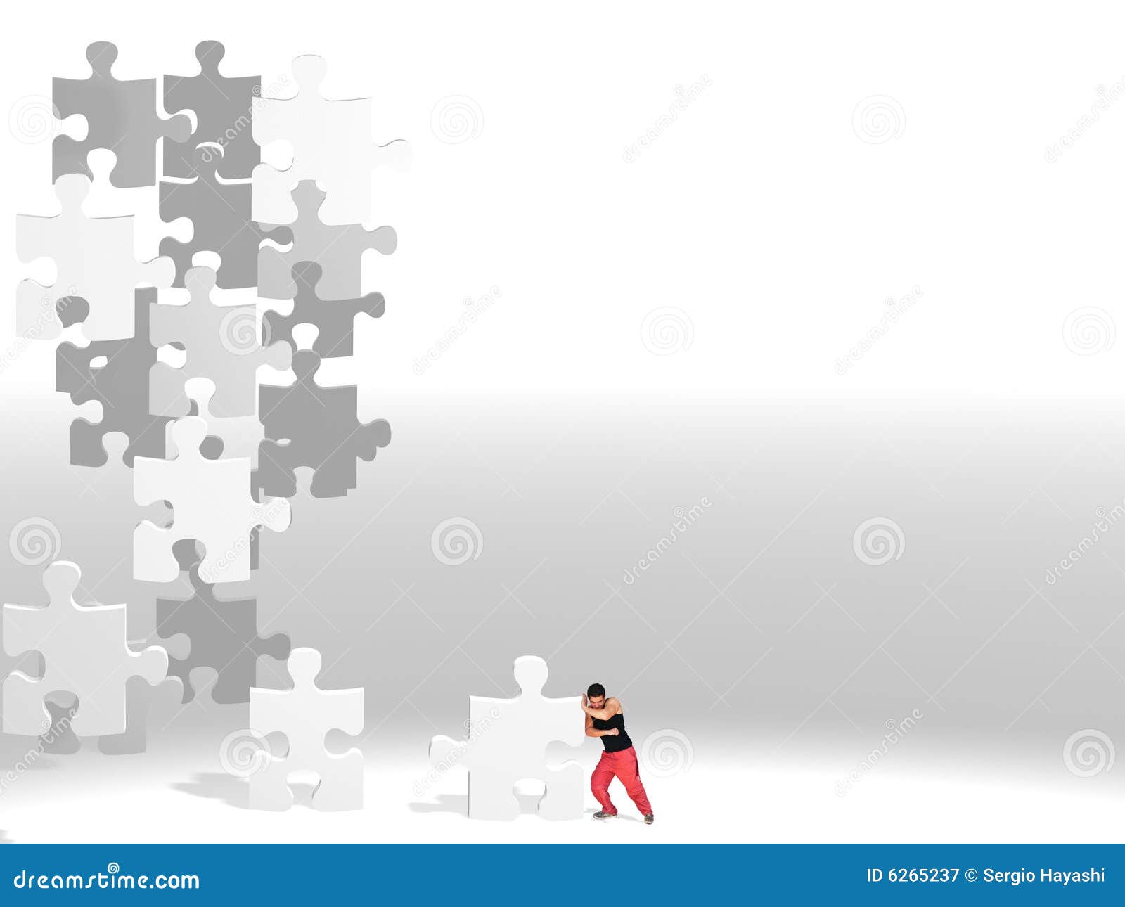 Man Building Large Puzzle stock illustration. Illustration of ...