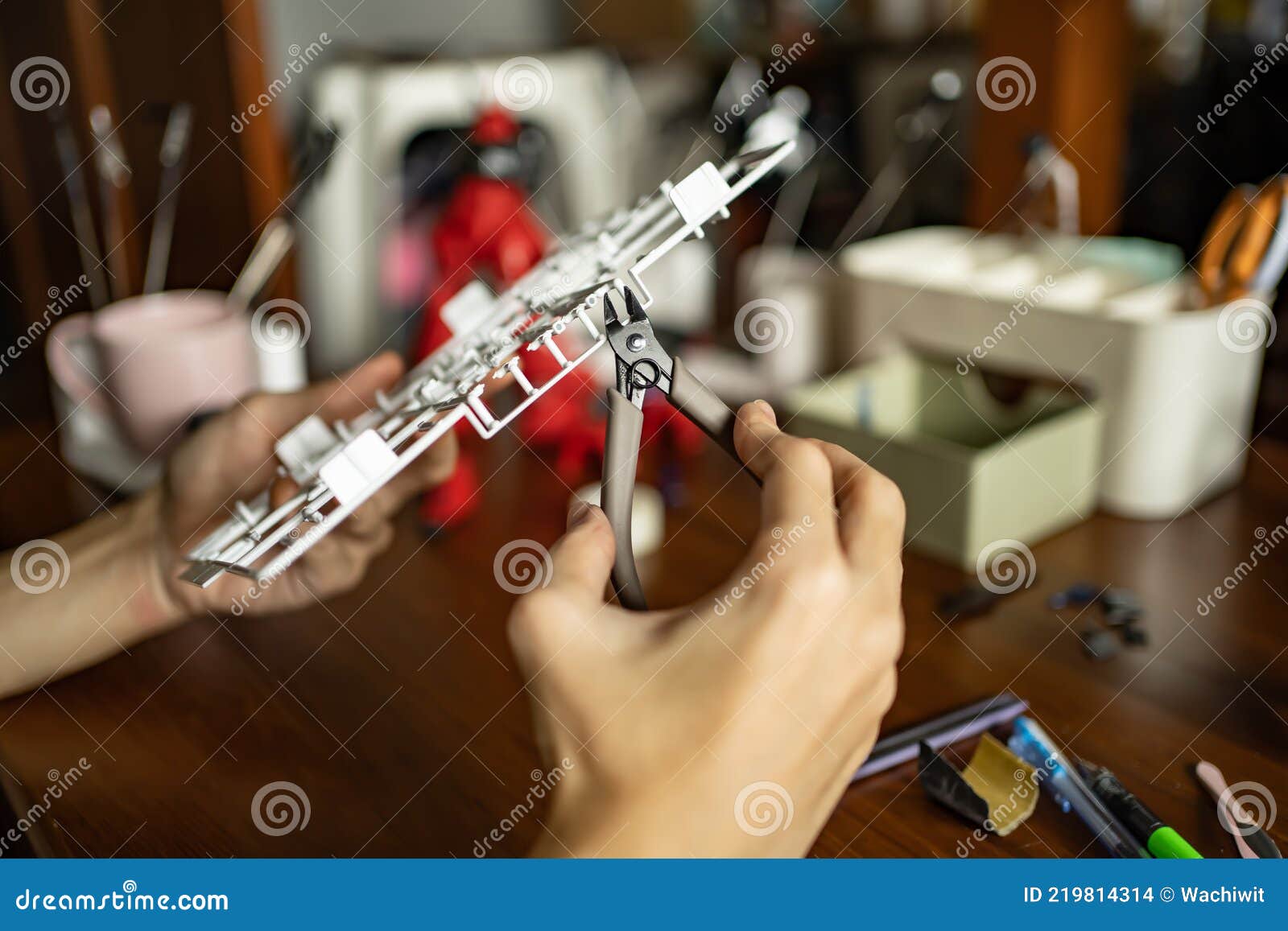 A Man Building a Plastic Model Kit Stock Photo - Image of concentrate ...