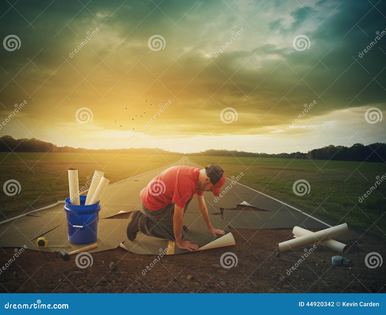 Man building a road stock photo. Image of glue, renovation - 44920342