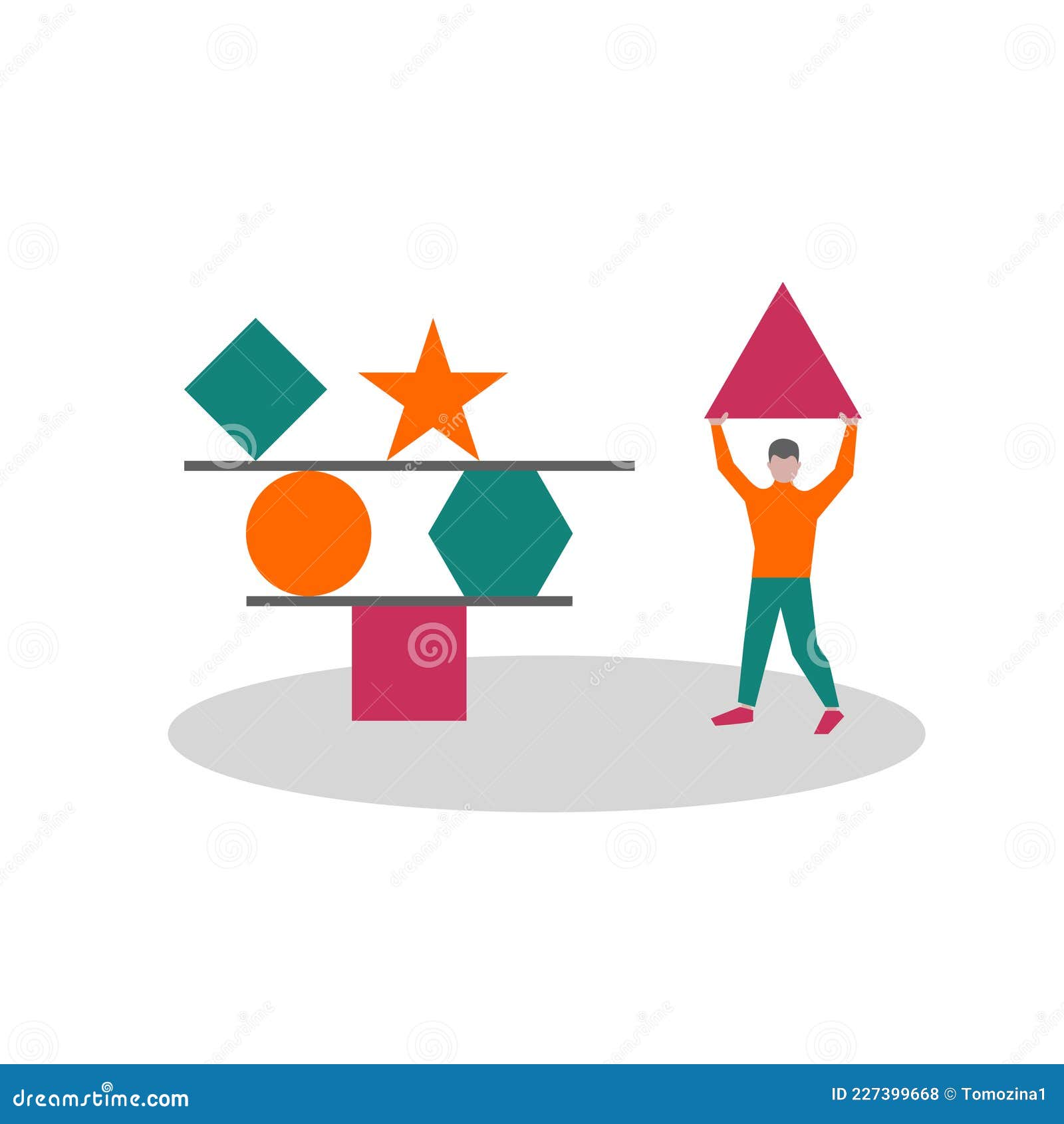 Man Building Structure of Geometric Shapes Stock Vector - Illustration ...