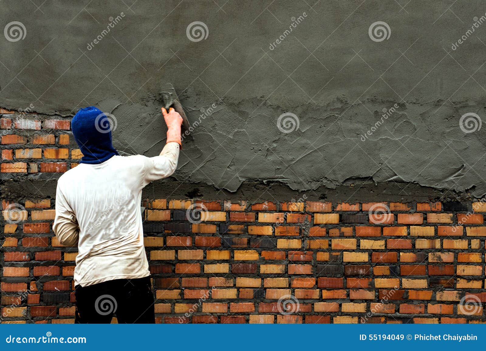 Man building wall stock image. Image of force, cement - 55194049