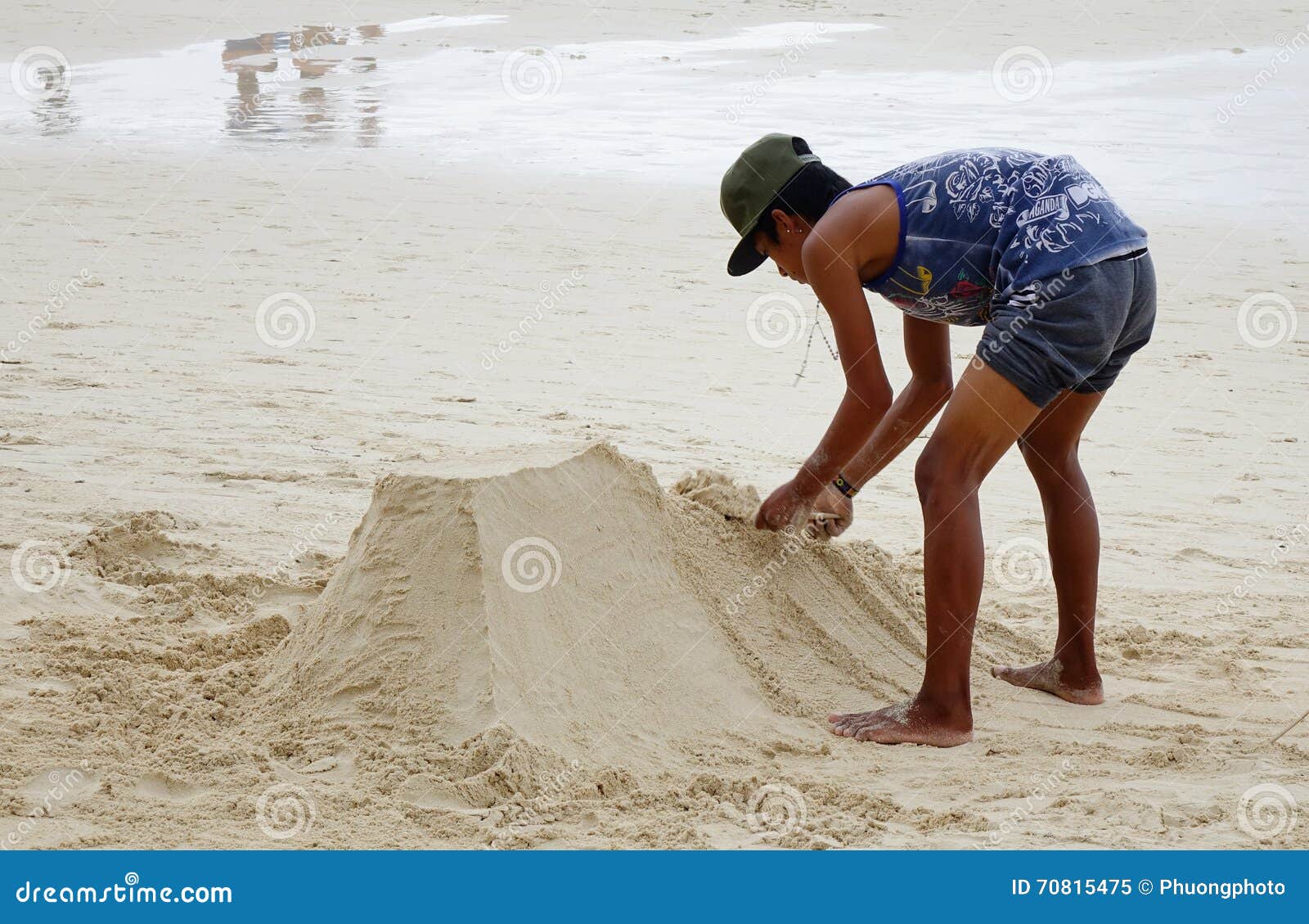 A Man Builds the Sand Castle on the Beach in Boracay, Philippines ...