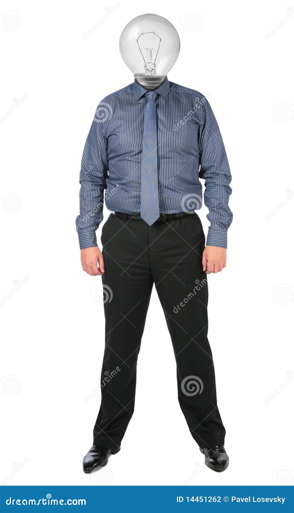 Man with Bulb in Place of Head Stock Photo - Image of lamp, manager ...