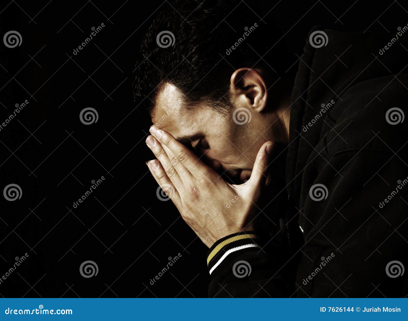 Man Buries His Face in Hands Stock Photo - Image of depress, emotion ...