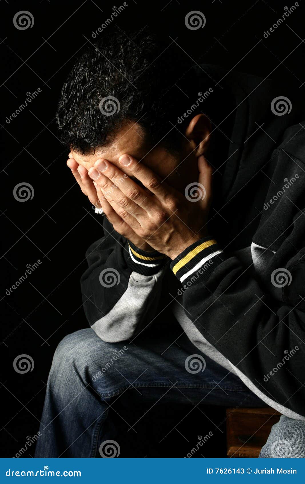Man Buries His Face in His Hand Stock Image - Image of fear, serious ...