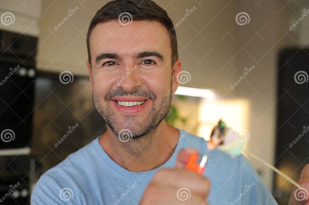 Man Burning His Favorite Candy Stock Image - Image of snacks ...