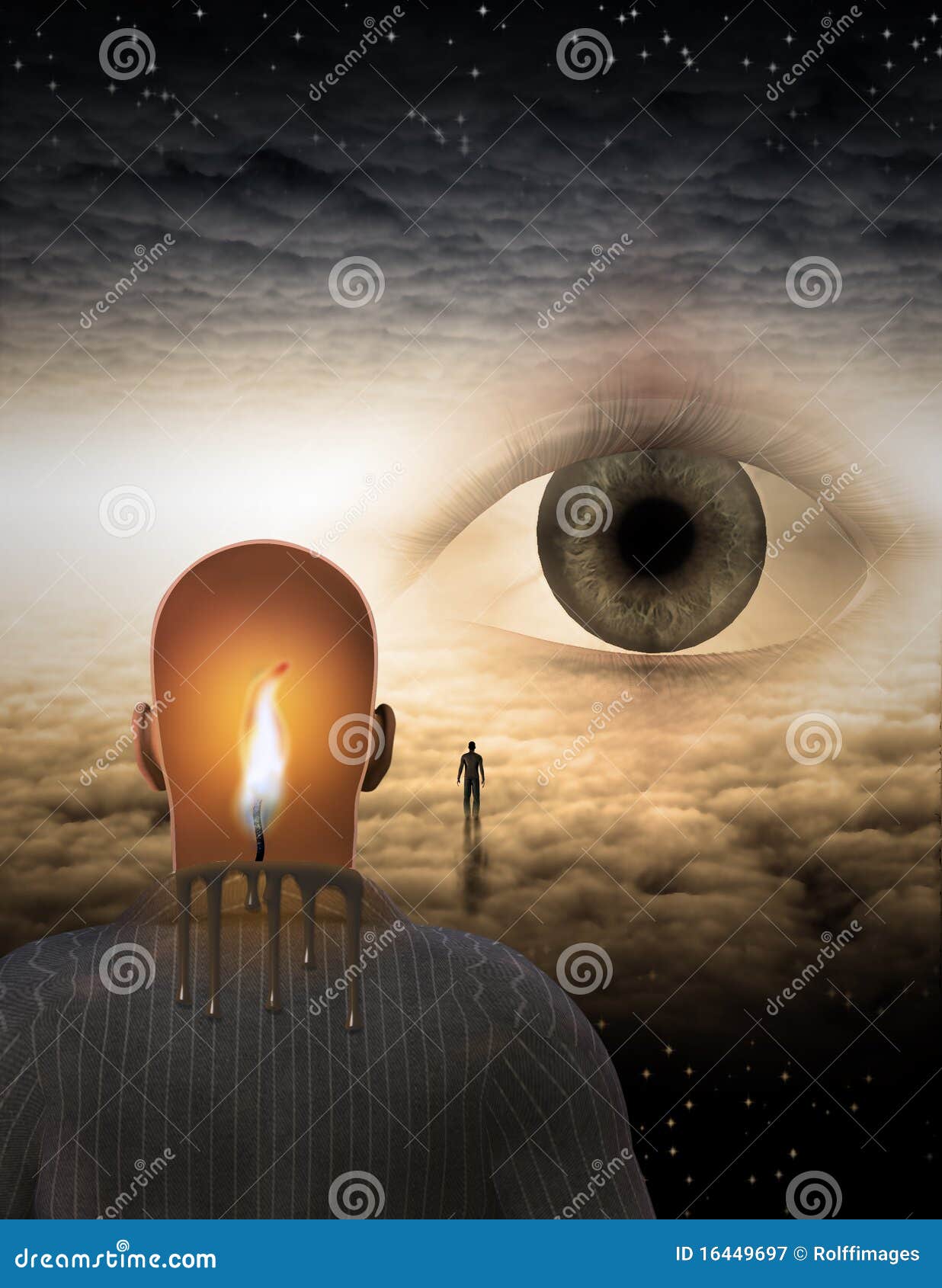 Man with burning mind stock illustration. Illustration of heat - 16449697