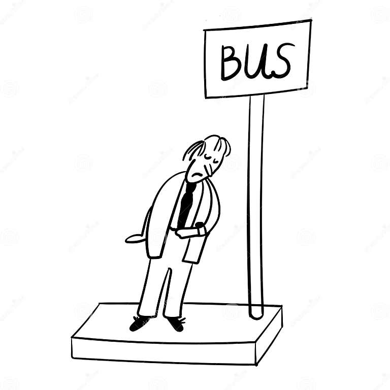 A Man at the Bus Stop Comic Illustration Stock Vector - Illustration of ...